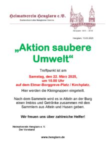 Aktion Saubere Umwelt 2025 – Heimatverein Henglarn